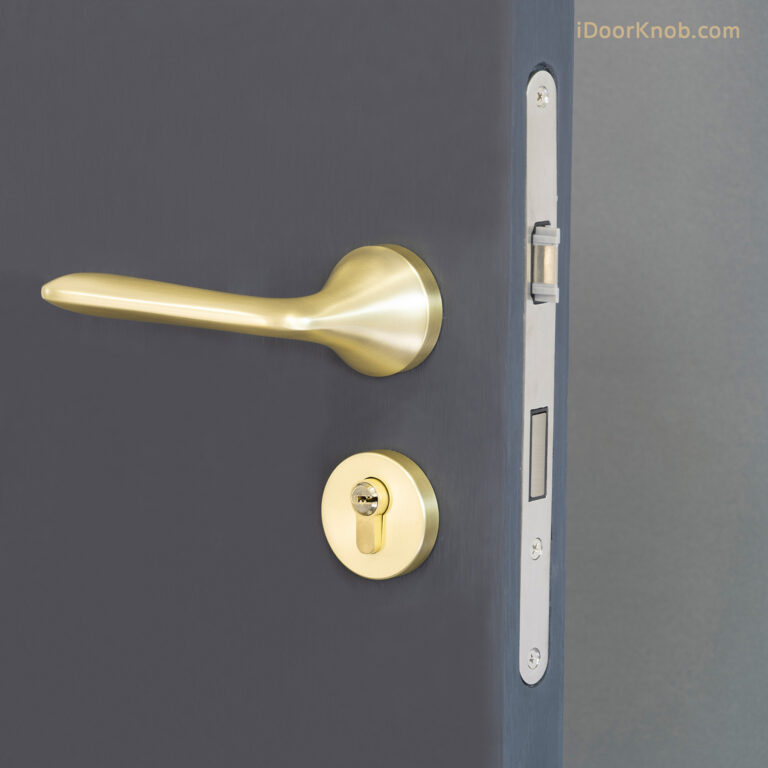 มือจับกก้านโยกประตู มอร์ทิสล็อค สีทองเหลือง Brushed Brass รุ่น AX28
